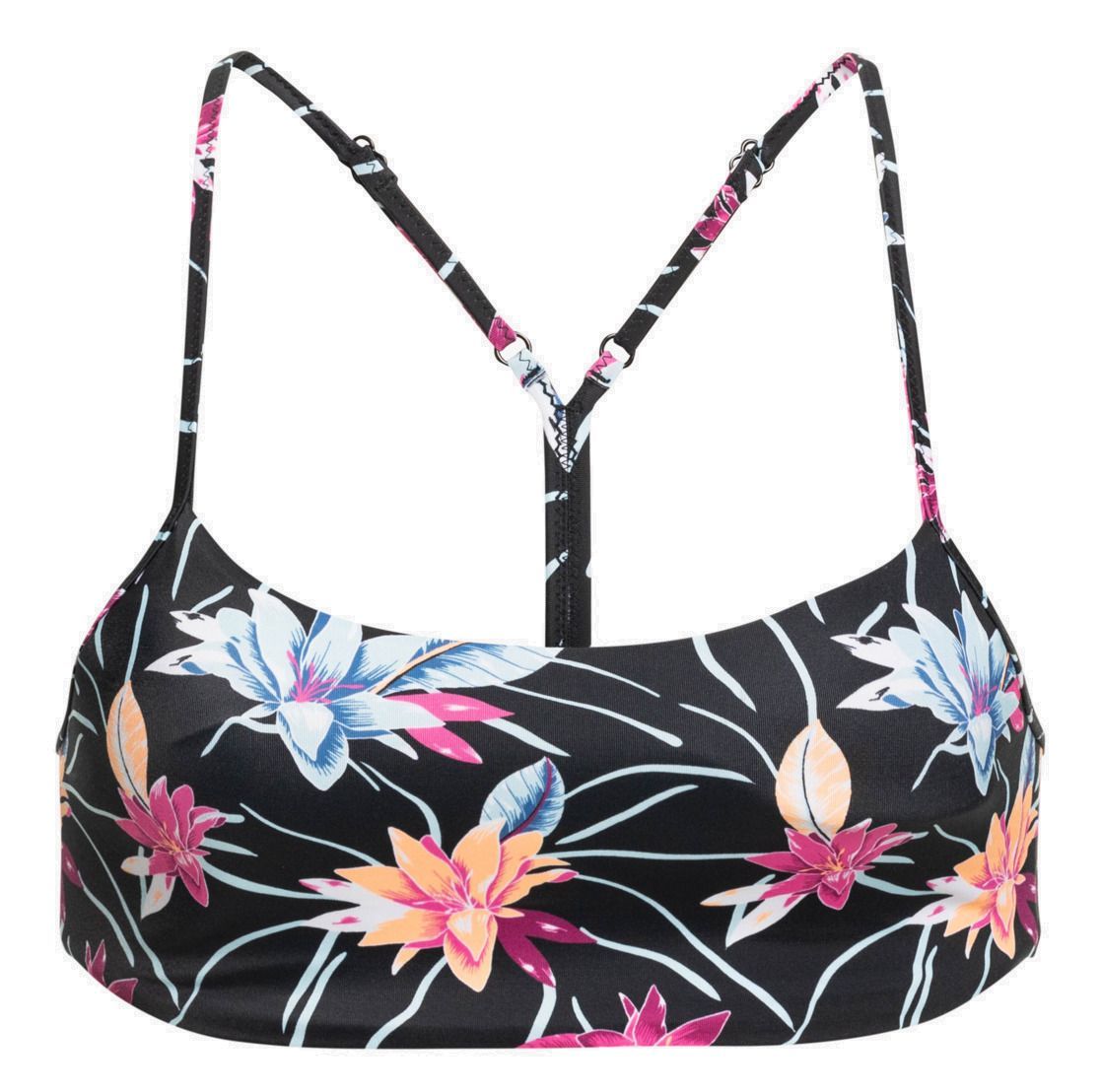 Plavky Roxy Active Bralette Top anthracite floral flow | Boardmania.cz