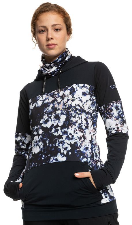 Mikina Roxy Winter Valley true black black flowers | Boardmania.cz